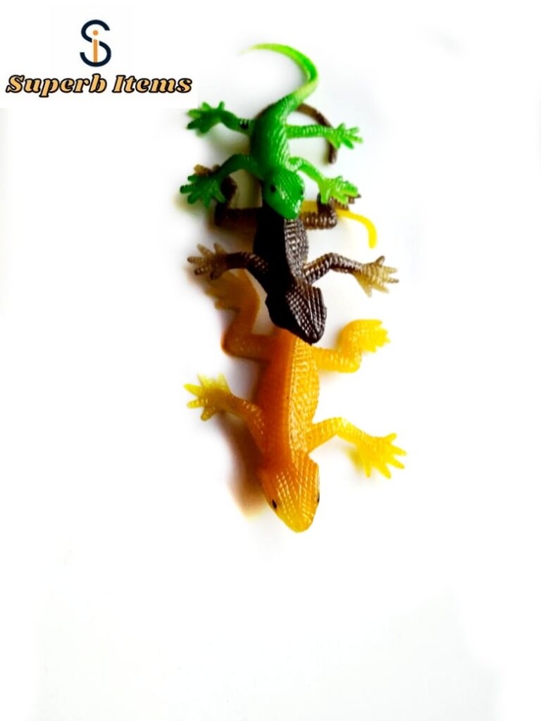 Pack of 3 Rubber Lizards Rubber Lizard Toy Black, Green & Yellowish ...