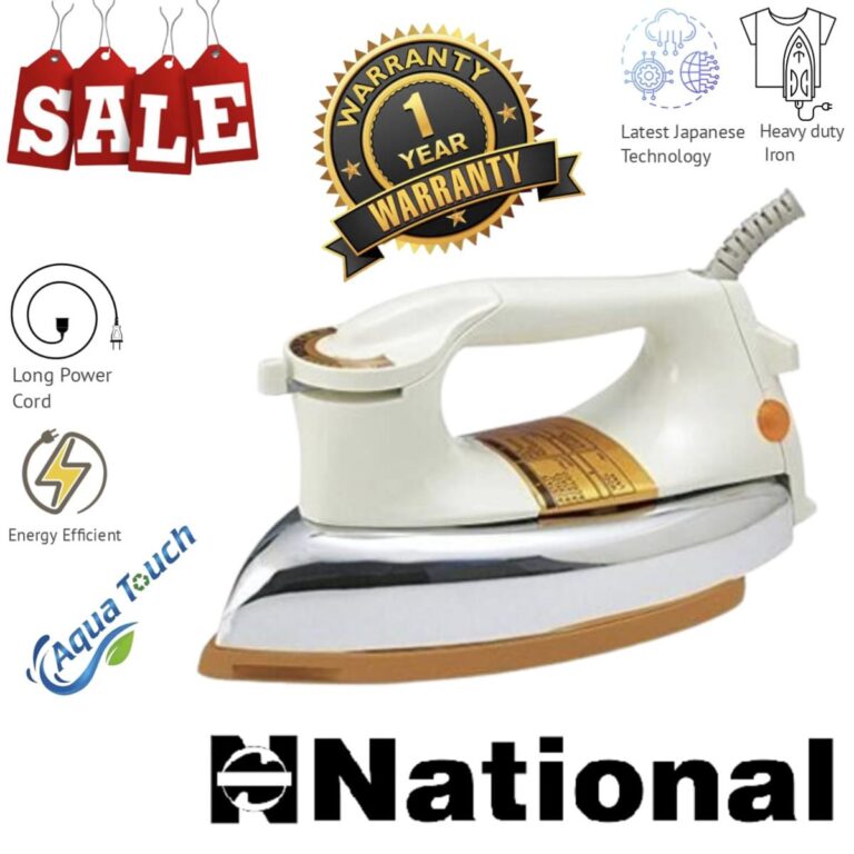 NATIONAL IRON NI-21AWT DRY IRON GOLDEN SOLEPLATE MADE IN JAPAN ONE YEAR ...