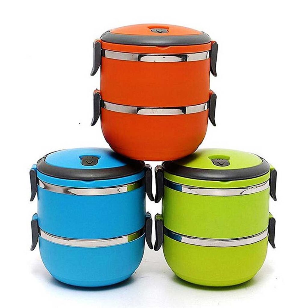 2 Layer Stainless Steel Lunch Box - One Click Shopping