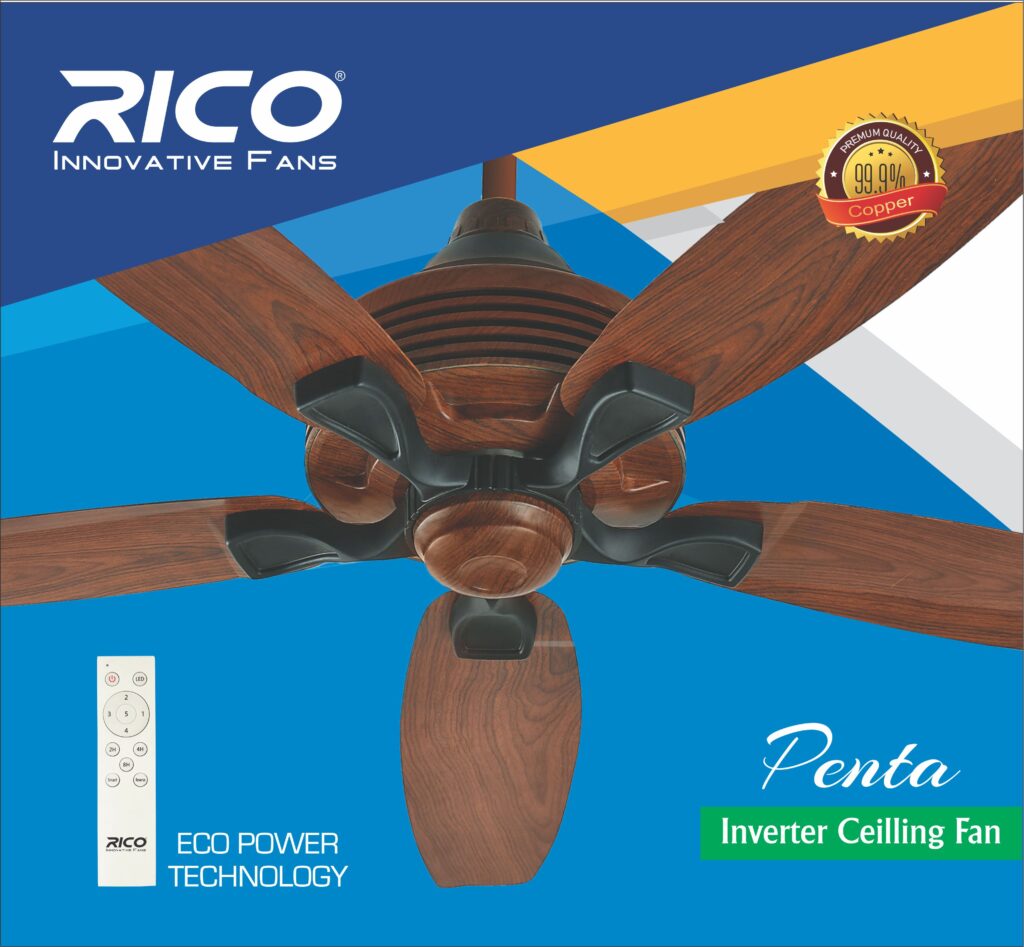 Rico Innovative 56'' Inverter Penta Ceiling Fan - 100% Copper Winding ...