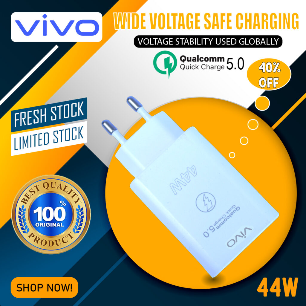 Original QC 5.0 VIVO_ Fast Charger 44watt Y20,Y20i , S1, Z1 PRO, Y17 ...