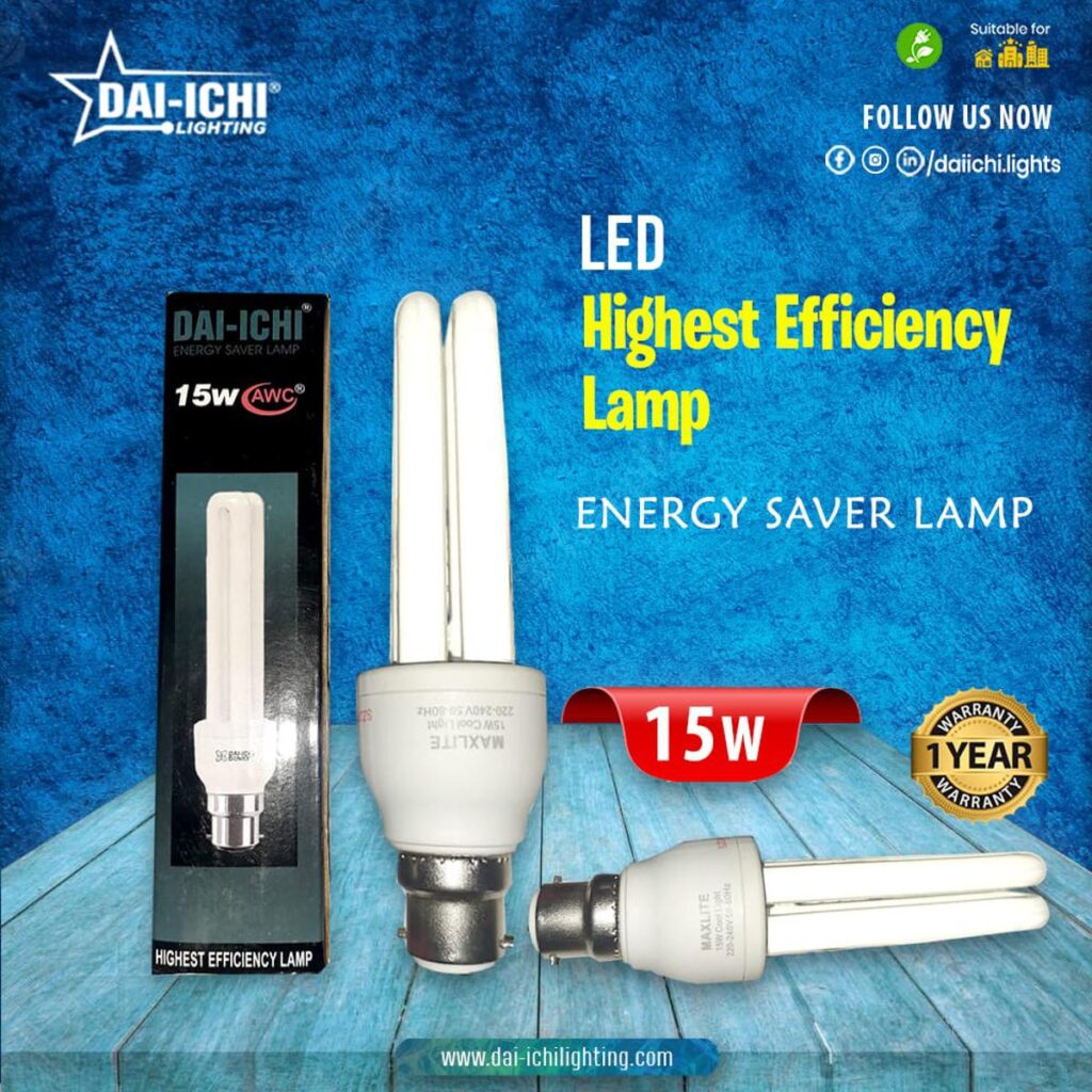 15W ENERGY SAVING LAMP DAIICHI PIN TYPE B22 WHITE - One Click Shopping