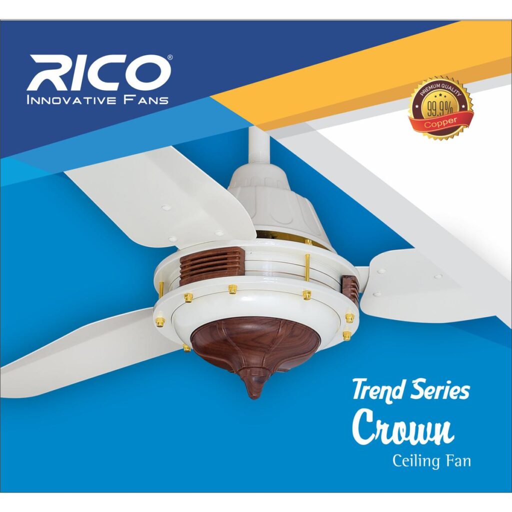 Rico Innovative Ceiling Fan - Crown Model 56'' - 100% Copper Winding ...