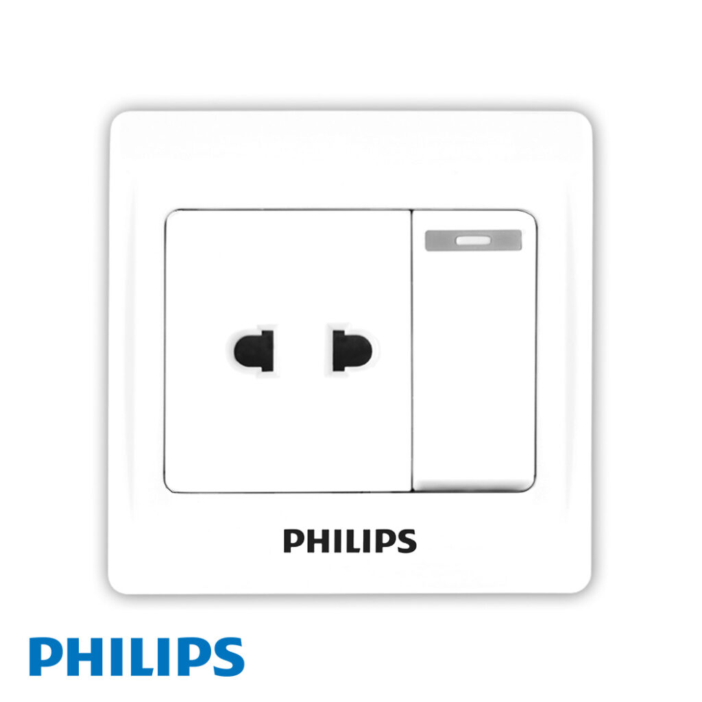 Philips - Eco Q2 Two Pole Socket with Single Switch - One Click Shopping