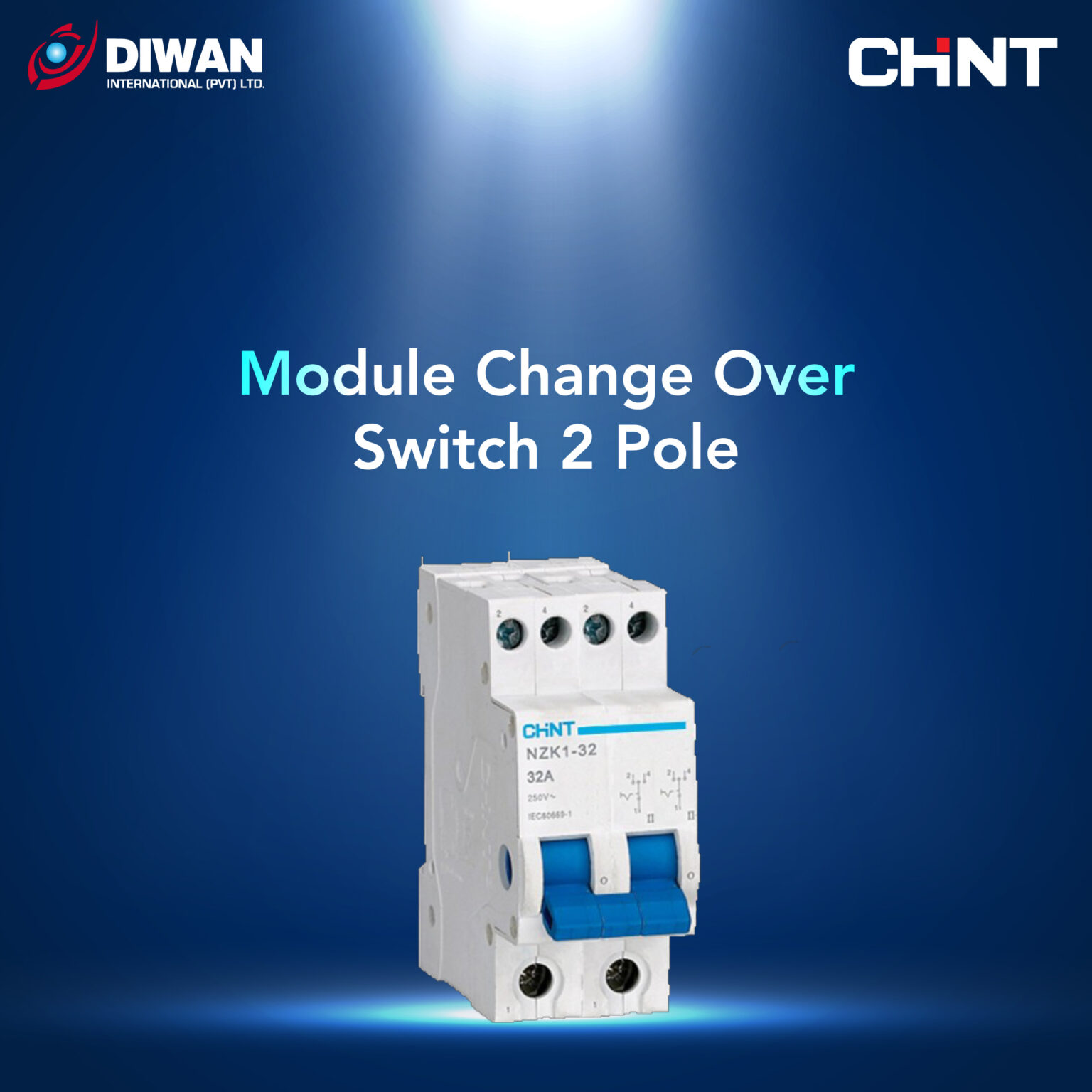CHINT Module Change Over Switch 2 Pole - One Click Shopping