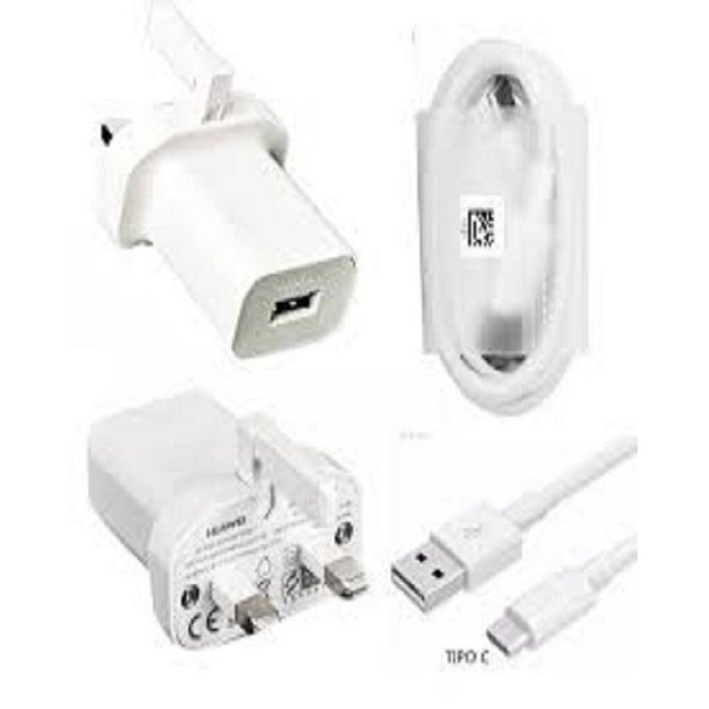 3 Pin Orignal Charger with Data Cable- White - One Click Shopping