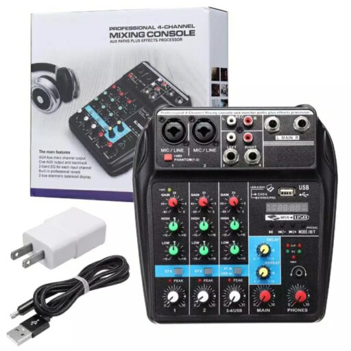 4 Channel Usb Bluetooth Studio Audio Mixer Stage Live Mixing Console ...