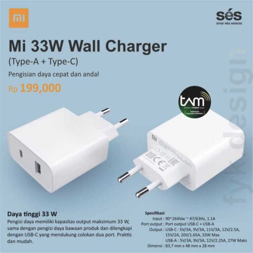 MI 33W Wall Charger (TYPE-A + TYPE-C - One Click Shopping